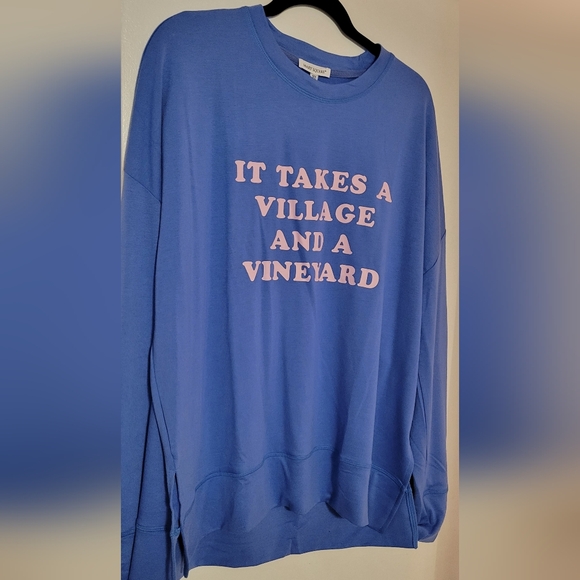 Mary Square | Tops | Mary Square Blue Crewneck Top Xl | Poshmark